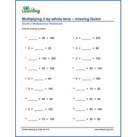 NDLI: Multiplying 2 by whole tens missing factors