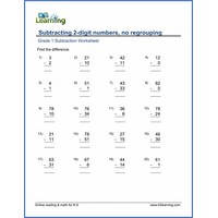 NDLI: Subtracting 2-digit numbers - no regrouping